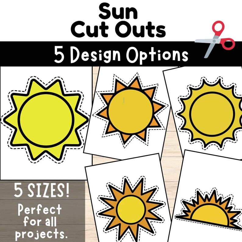 Sun Cut-out Templates for Classroom Decor and Crafts | 5 Sizes ...