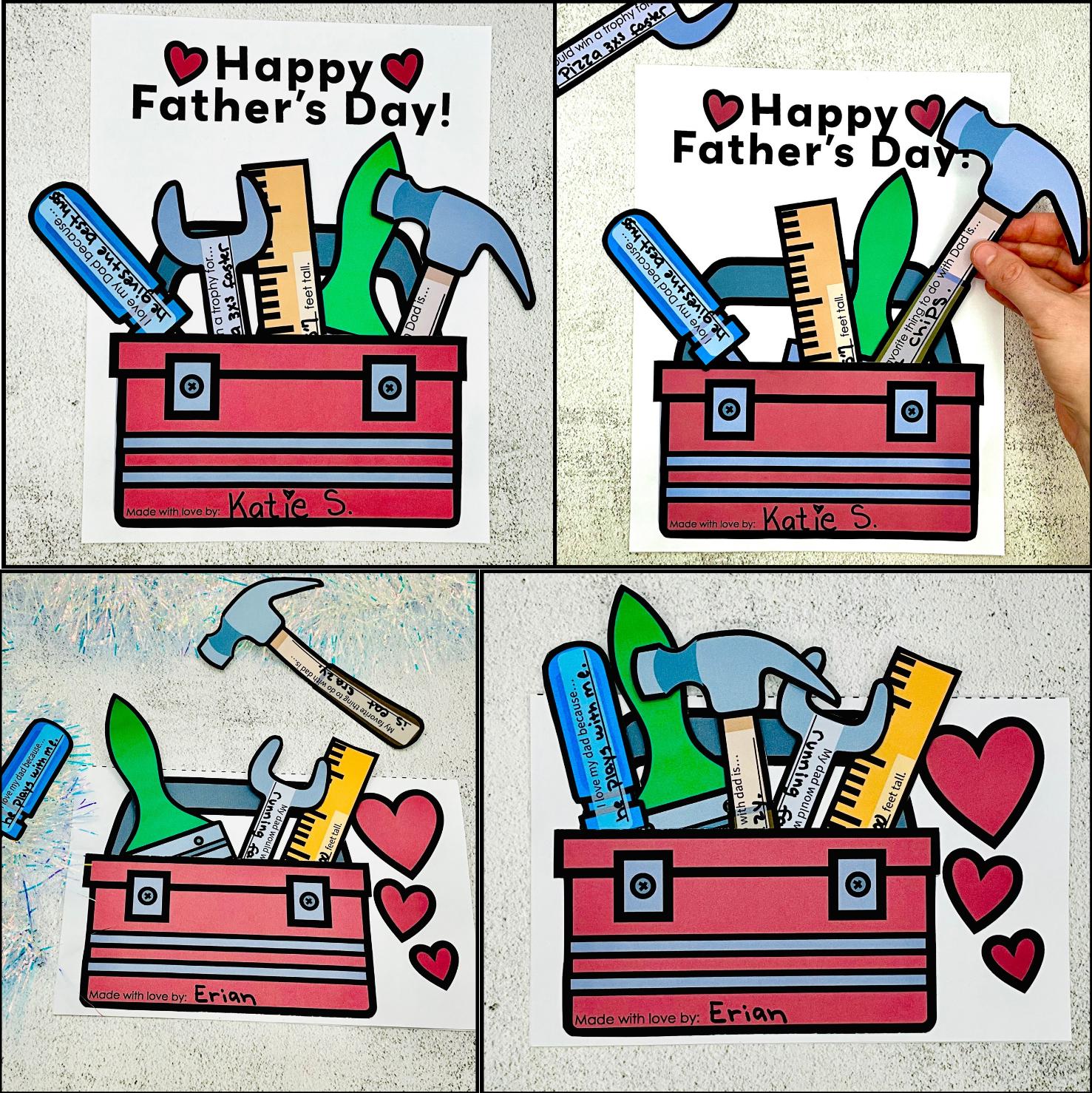 Printable Father’s Day Toolbox Craft From Kids | DIY Card or Full-page ...