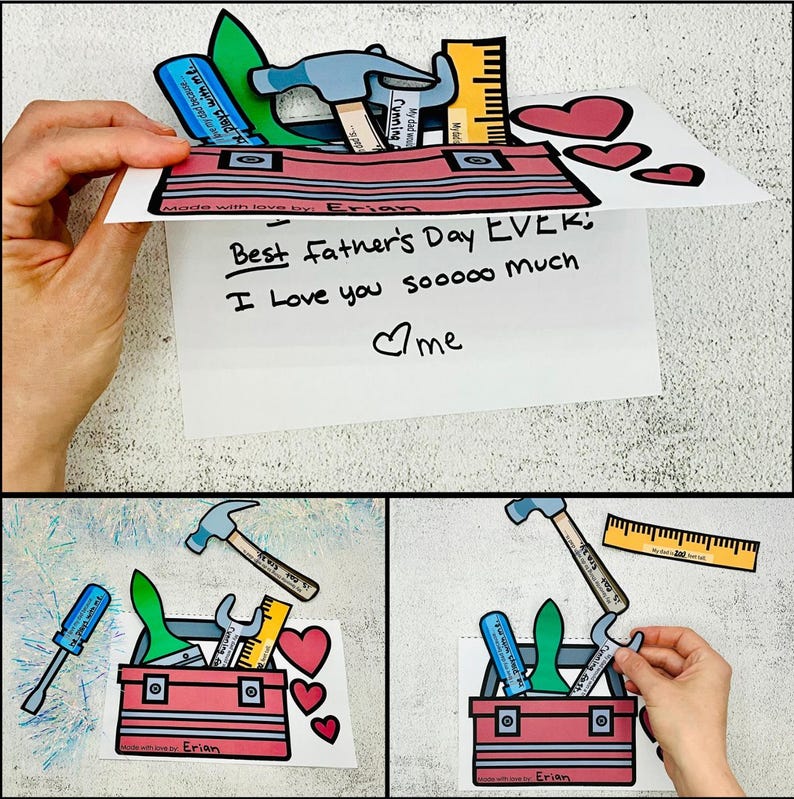 Printable Father’s Day Toolbox Craft From Kids | DIY Card or Full-page ...