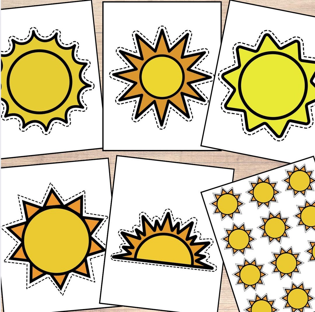 Sun Cut-out Templates for Classroom Decor and Crafts | 5 Sizes ...