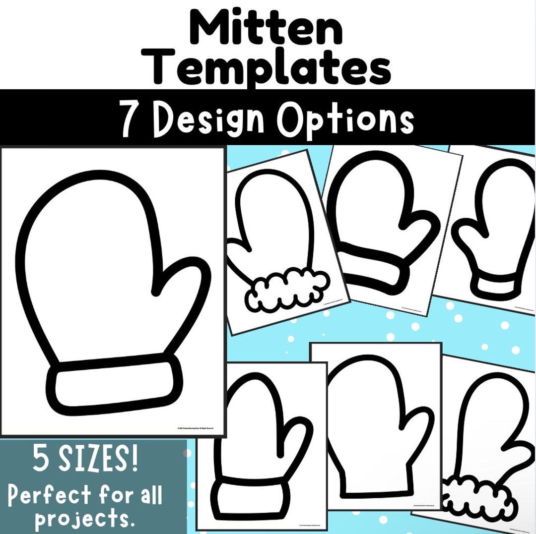 Mitten Templates: 7 Winter Craft Designs, 5 Sizes (printable) - Etsy