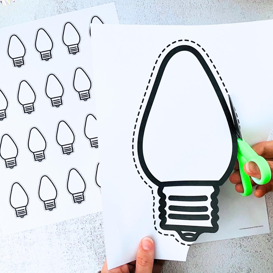 Holiday Light Bulb Cut-outs | 5 Designs × 5 Sizes | Christmas Craft ...