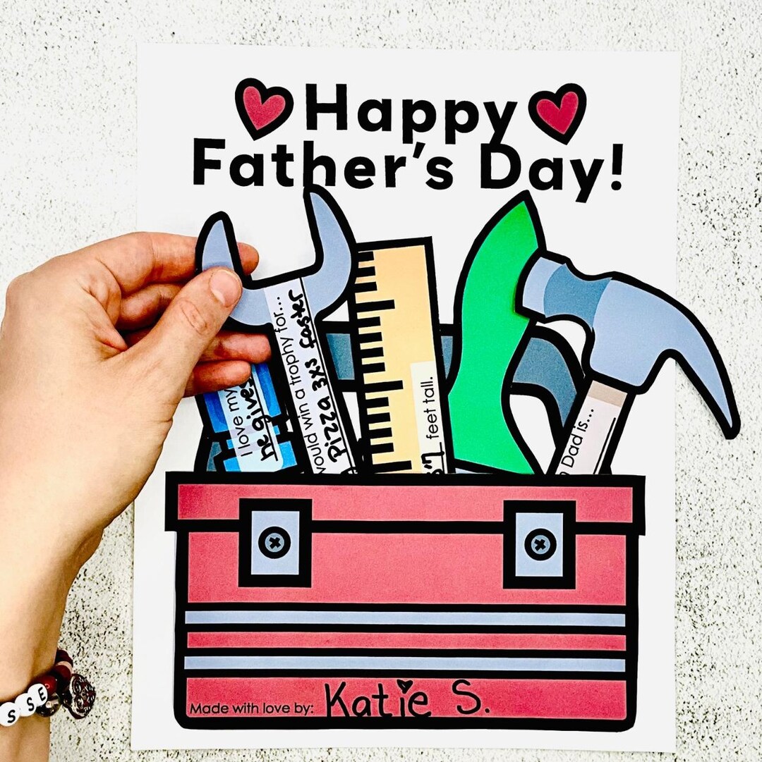 Printable Father’s Day Toolbox Craft From Kids | DIY Card or Full-page ...