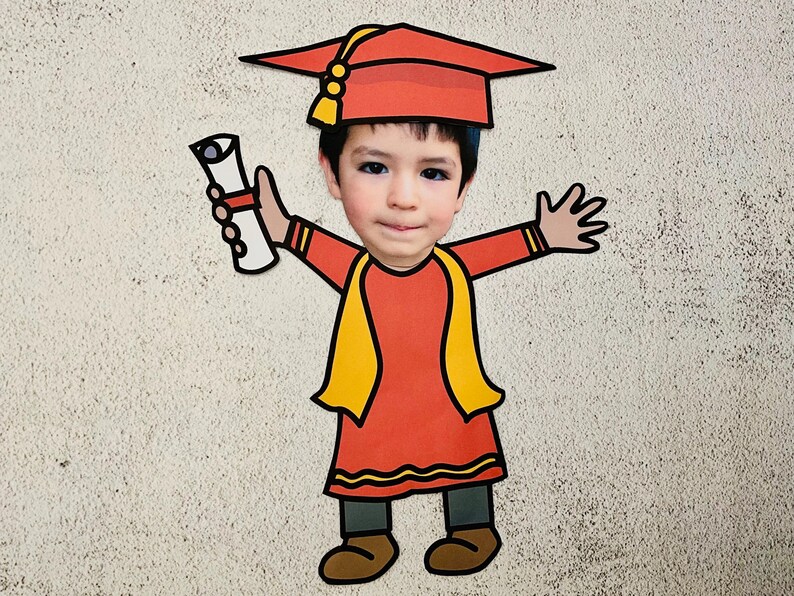 Red Graduation Craft With Cap & Gown | Photo Keepsake for Kids | End of ...