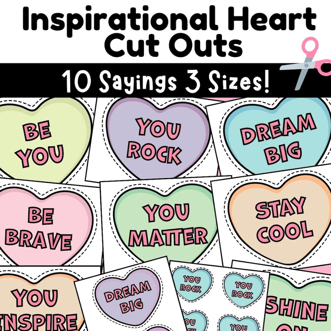 Valentine’s Day Affirmation Heart Cut-outs | Printable Classroom Craft ...