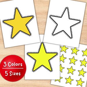 Printable Star Cutouts: Yellow & Black White Star Templates (PDF ...