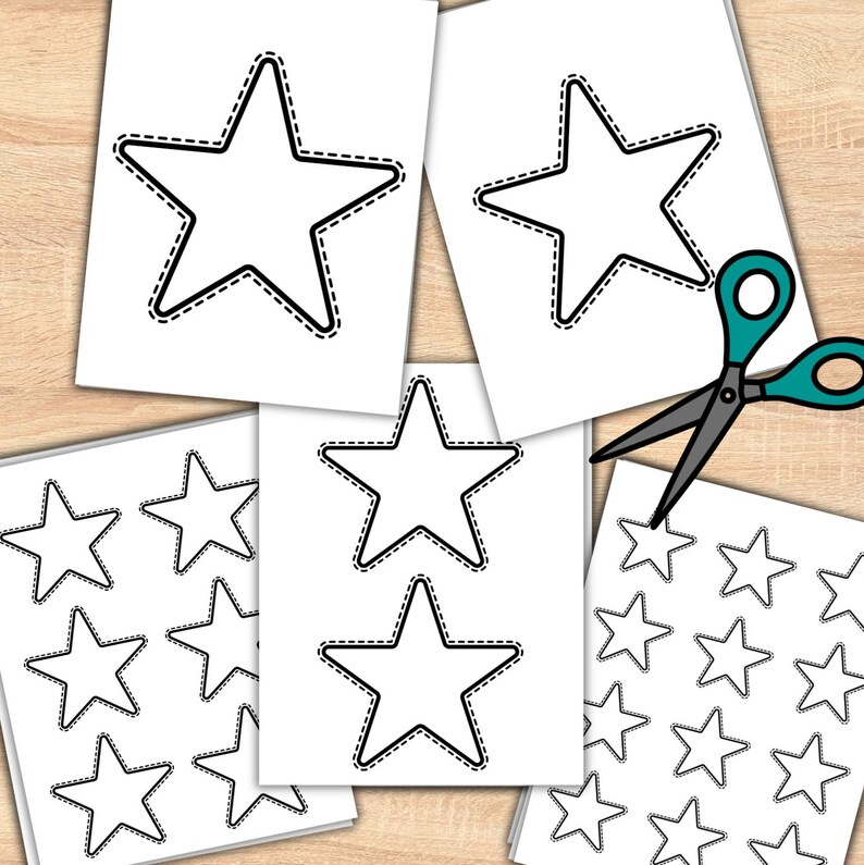 Printable Star Cutouts: Yellow & Black White Star Templates (PDF ...