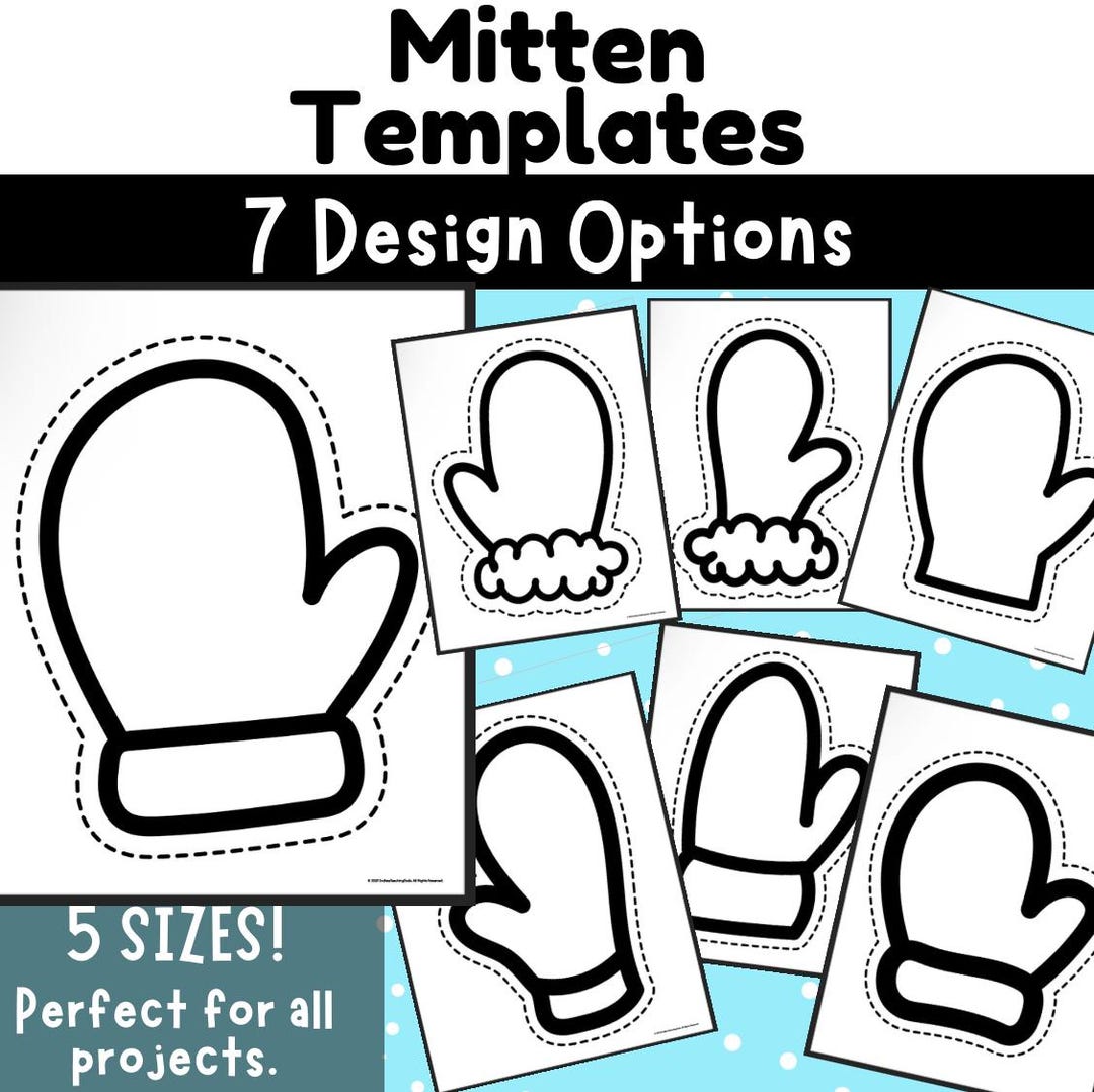 7 Mitten Cut-out Templates | 5 Sizes for Winter Crafts, STEM, and ...