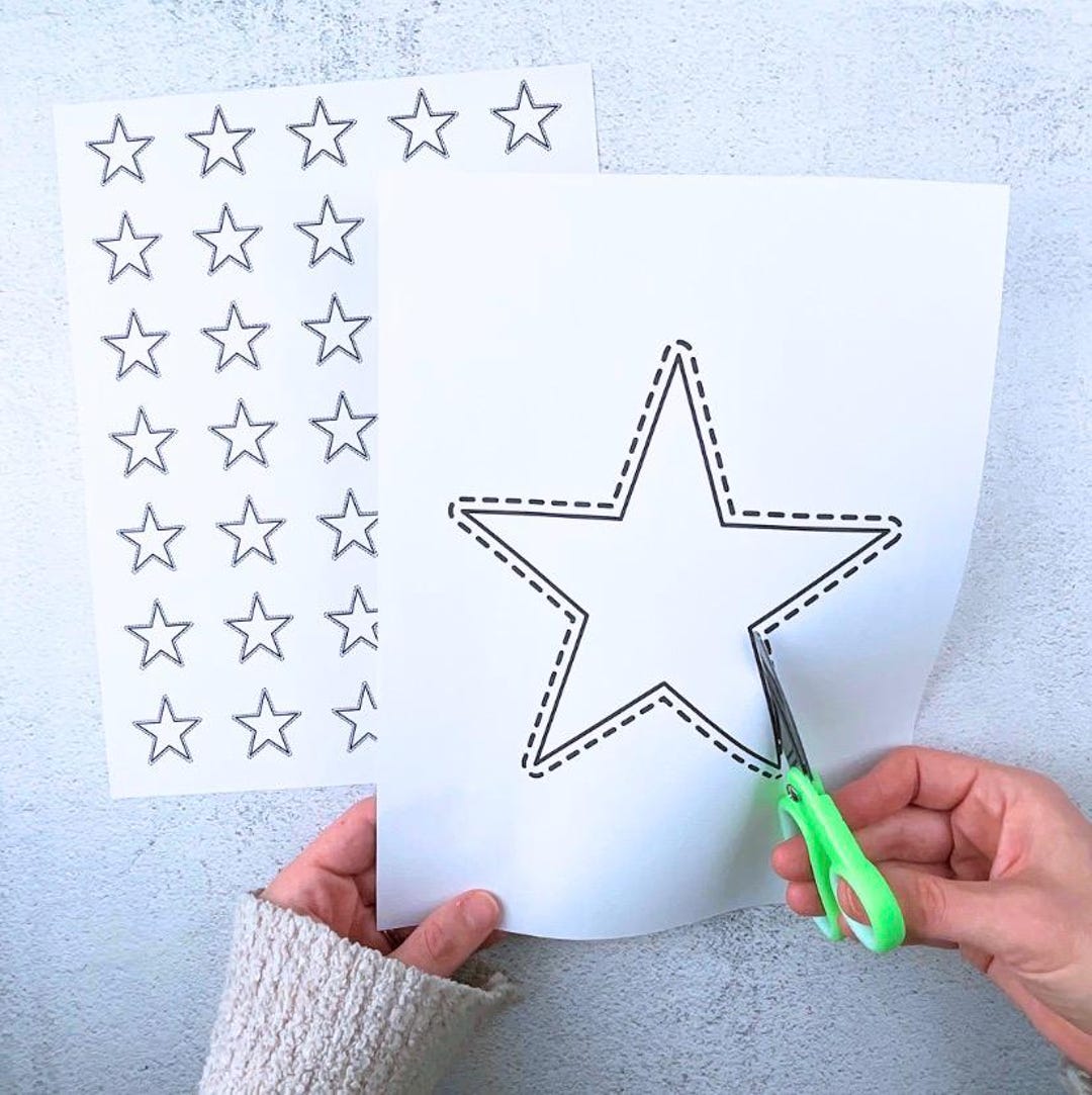Star Cut Outs Printable | 2D Star Shapes for Crafts, Math, Classroom ...