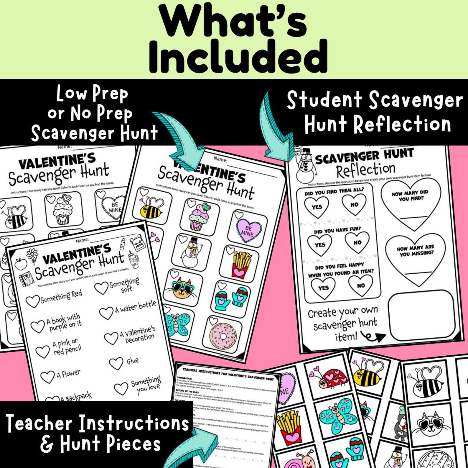 Valentine’s Day Scavenger Hunt for Kids | Low-prep & No-prep Classroom ...