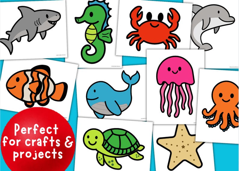 Ocean Animal Cutouts: 10 Sea Creature Templates for Classroom Decor ...