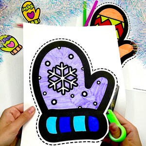 6 Winter Mitten Cut-out Templates | Left & Right Designs | 3 Sizes for ...
