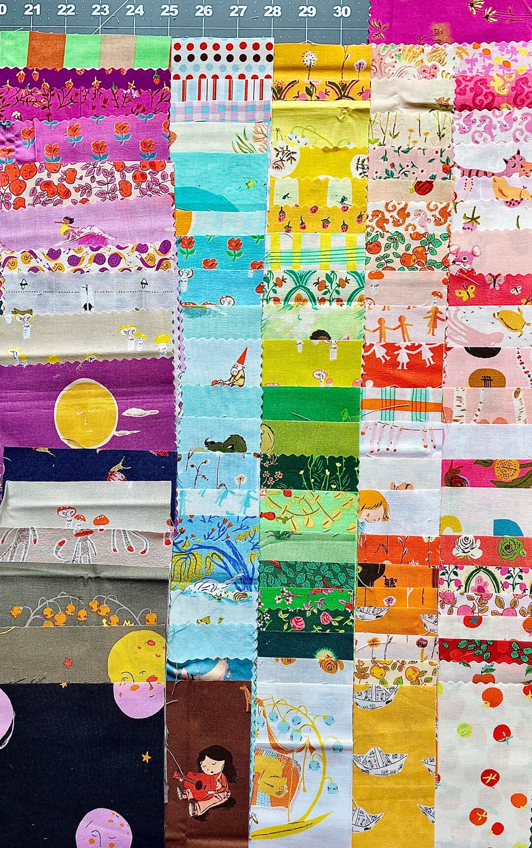 Heather Ross Hand Cut Curated Charm Pack Windham Fabrics Rainbow Charm ...