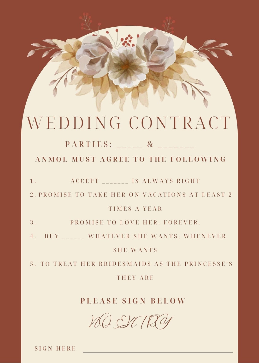 WEDDING CONTRACT - Etsy