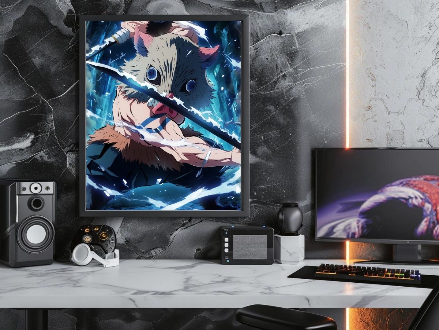 Demon Slayer Inosuke Digital Poster, Anime Wall Decor, Printable Manga ...
