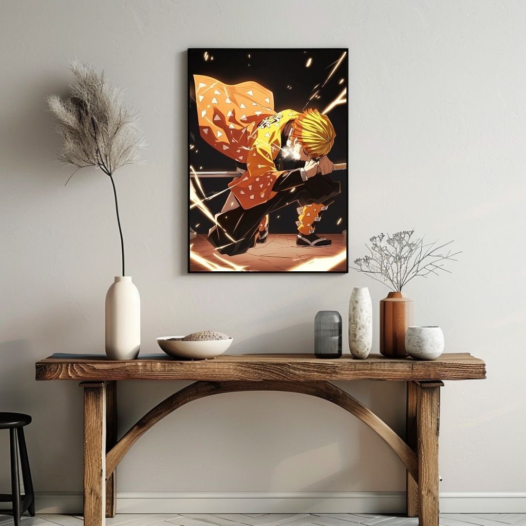 Demon Slayer Zenitsu Wall Art, Anime Wall Art, Anime Poster, Demon ...