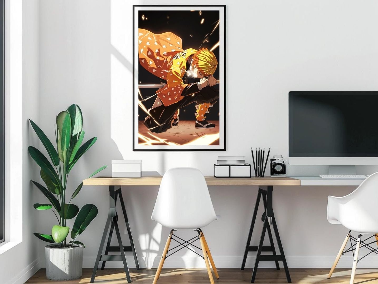 Demon Slayer Zenitsu Wall Art, Anime Wall Art, Anime Poster, Demon ...