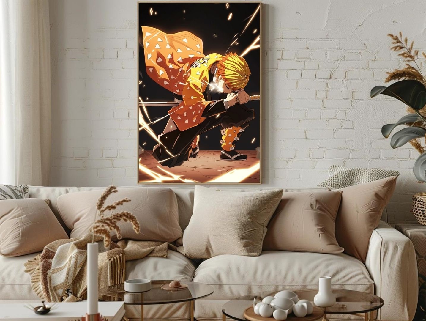 Demon Slayer Zenitsu Wall Art, Anime Wall Art, Anime Poster, Demon ...