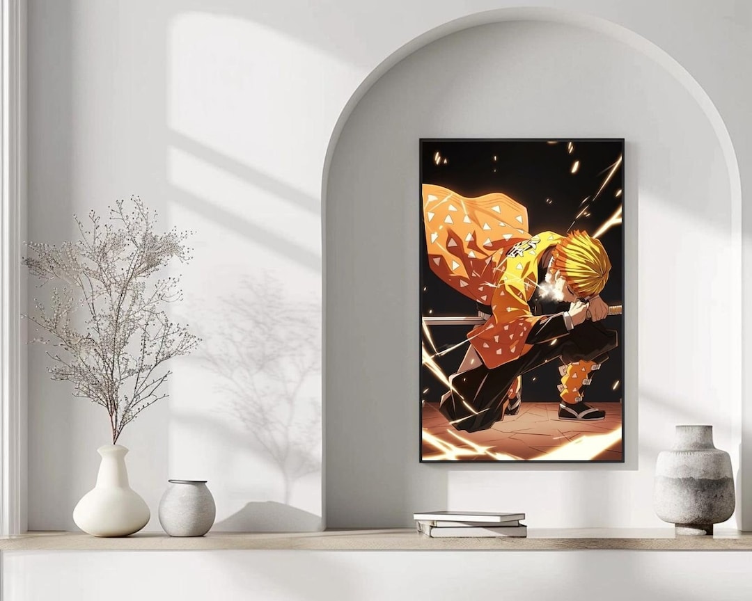 Demon Slayer Zenitsu Digital Poster, Printable Art, Anime Wall Decor ...