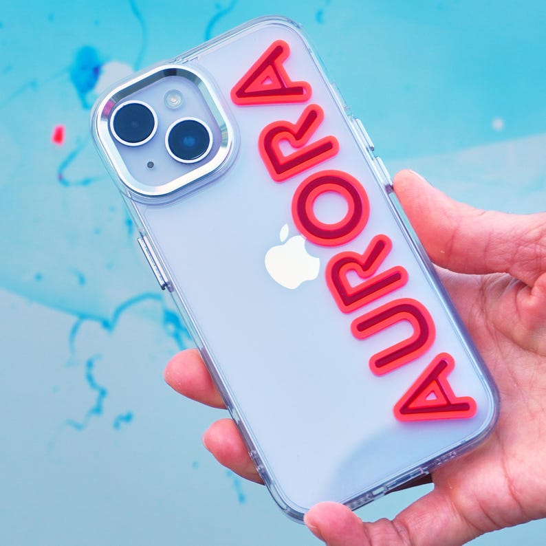 Personalized Clear Phone Case With Acrylic Name – Soft Summer Colors - Etsy