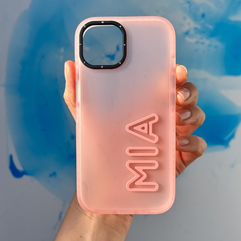 Personalized iPhone Case Clear Frosted 3D Embossed Name Custom Phone ...