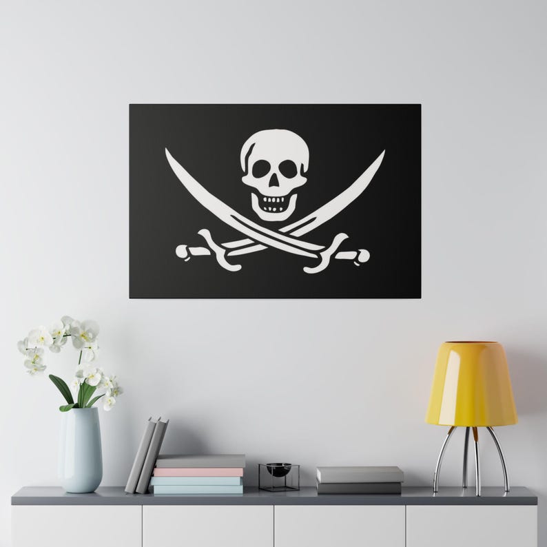 Jolly Roger Pirate Flag Emblem Standard Skull and Cutlass Blackbeard ...