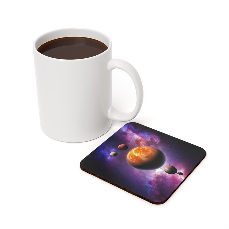 Planets in Space Universe Galaxy Physicist Cork Back Coaster - Etsy