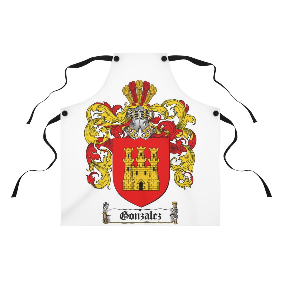 Gonzalez Family Heraldry Familia Coat of Arms Surname Apron AOP - Etsy