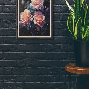 Starry Night Roses Digital Art - Enchanted Floral Print - Celestial ...