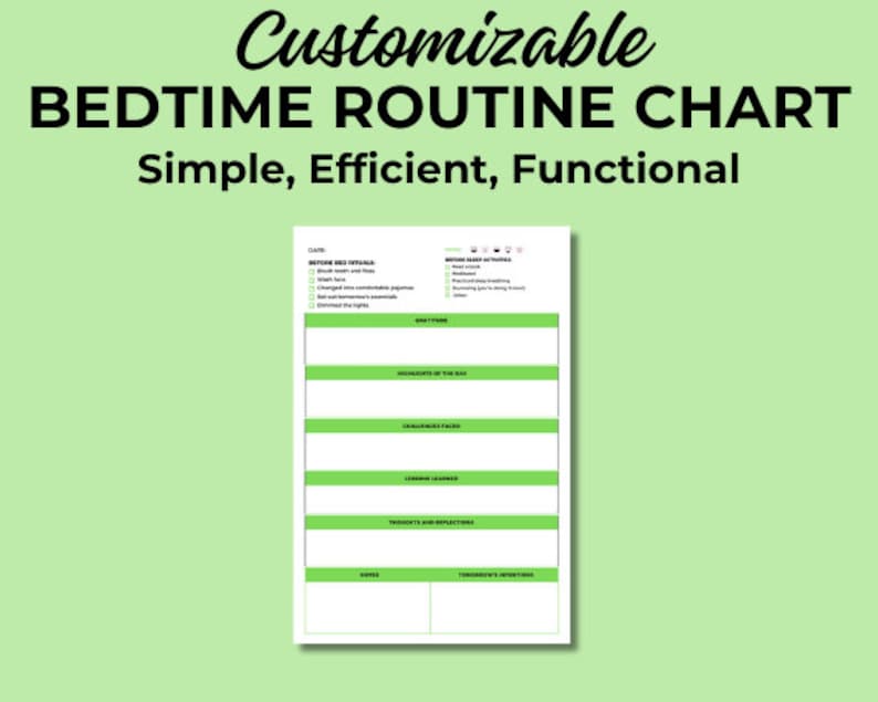 Bedtime Routine Chart Bedtime Routine, Nightly Ritual, Template ...