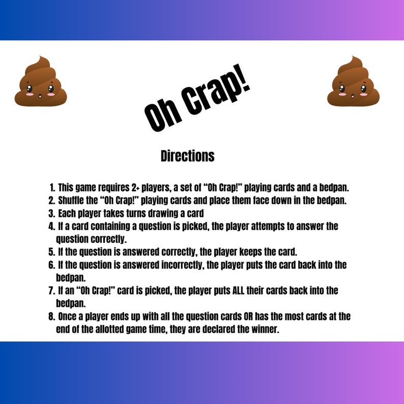Oh Crap! Card Game for Nurse Aides (cnas) Resident's Rights Version - Etsy