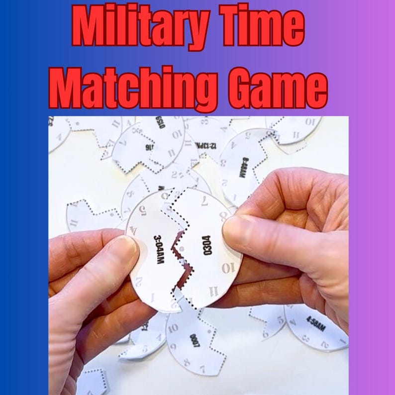 Military Time Matching Game - Etsy