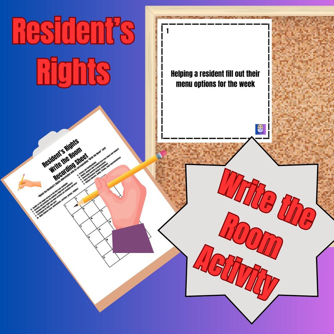 Resident's Rights Write the Room Printable Activity for Nurse Aide (CNA ...