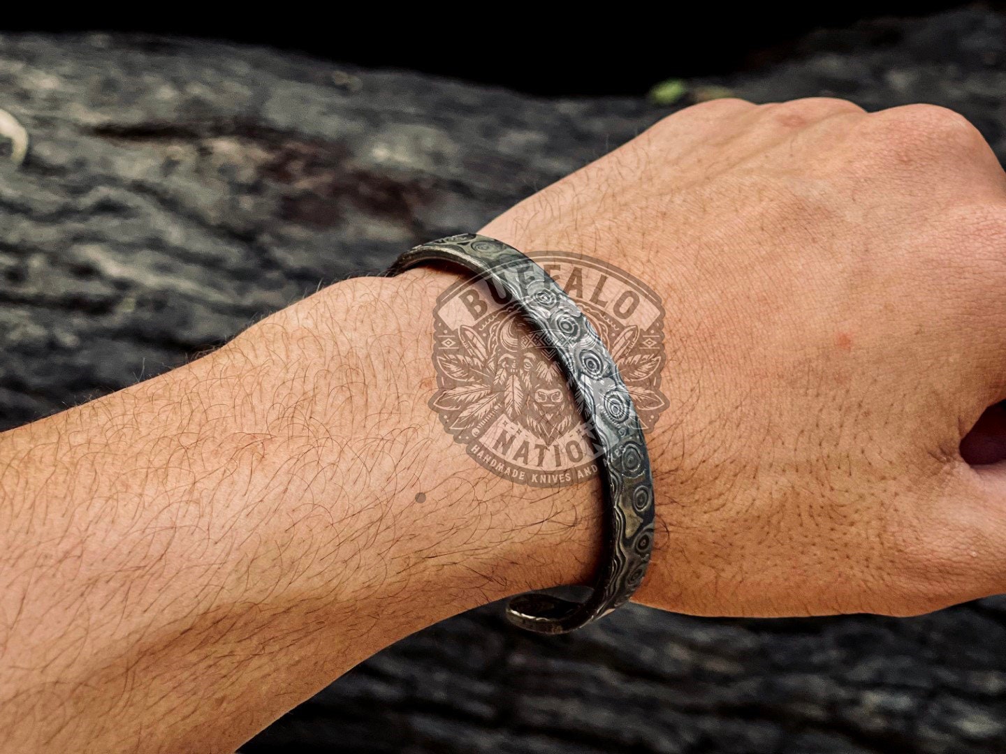 Hand Forged Damascus Bracelet, Damascus Steel, Viking Oath Bracelet ...