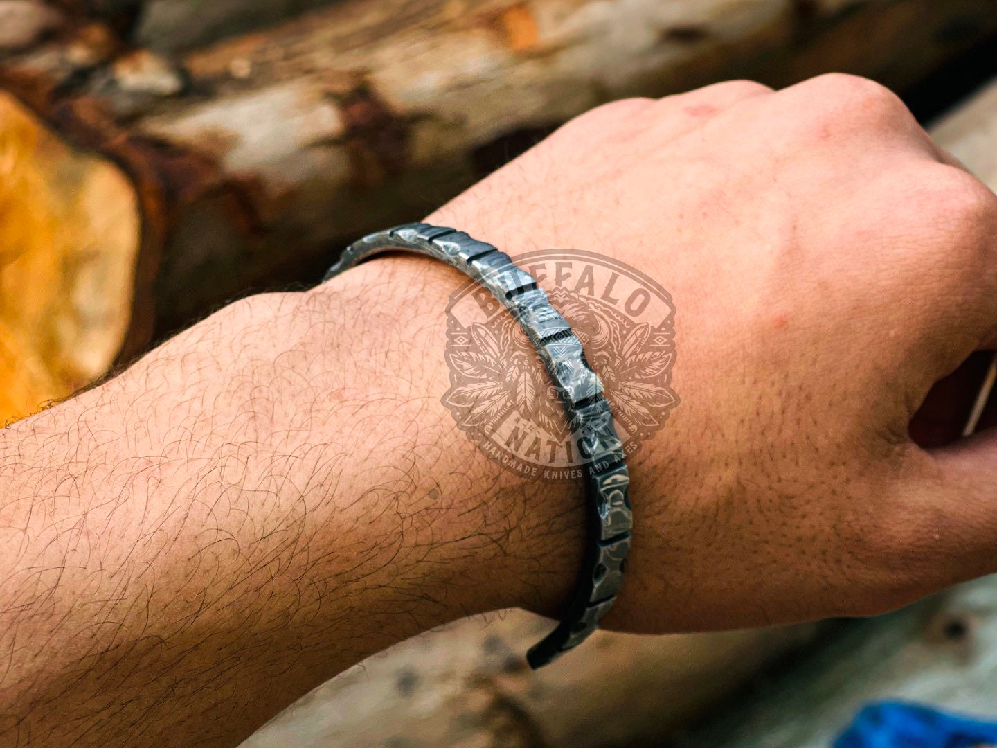 Hand Forged Damascus Bracelet, Damascus Steel, Viking Oath Bracelet ...