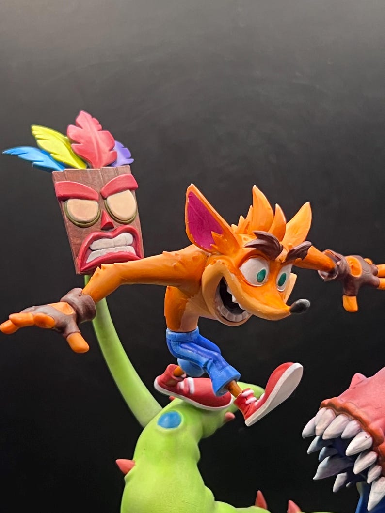 Crash Bandicoot Figurine | Retro Video Game Character Display Figure ...
