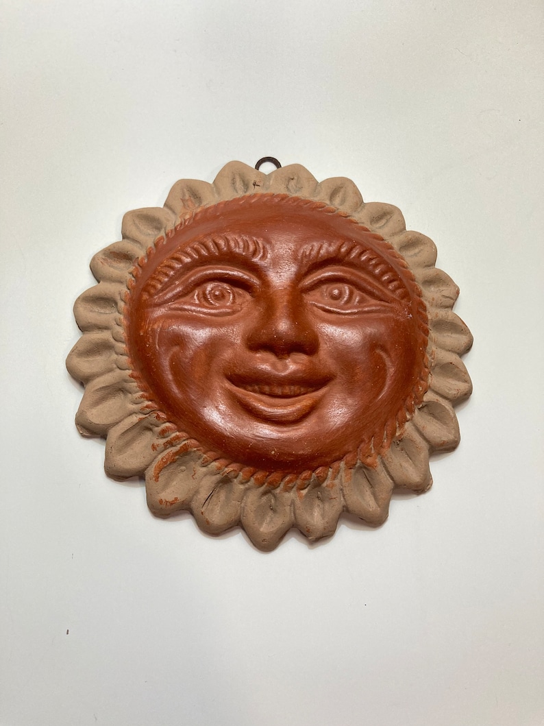 Terracotta Sun Face Homemade Clay, Patio Decor, Garden Decor - Etsy