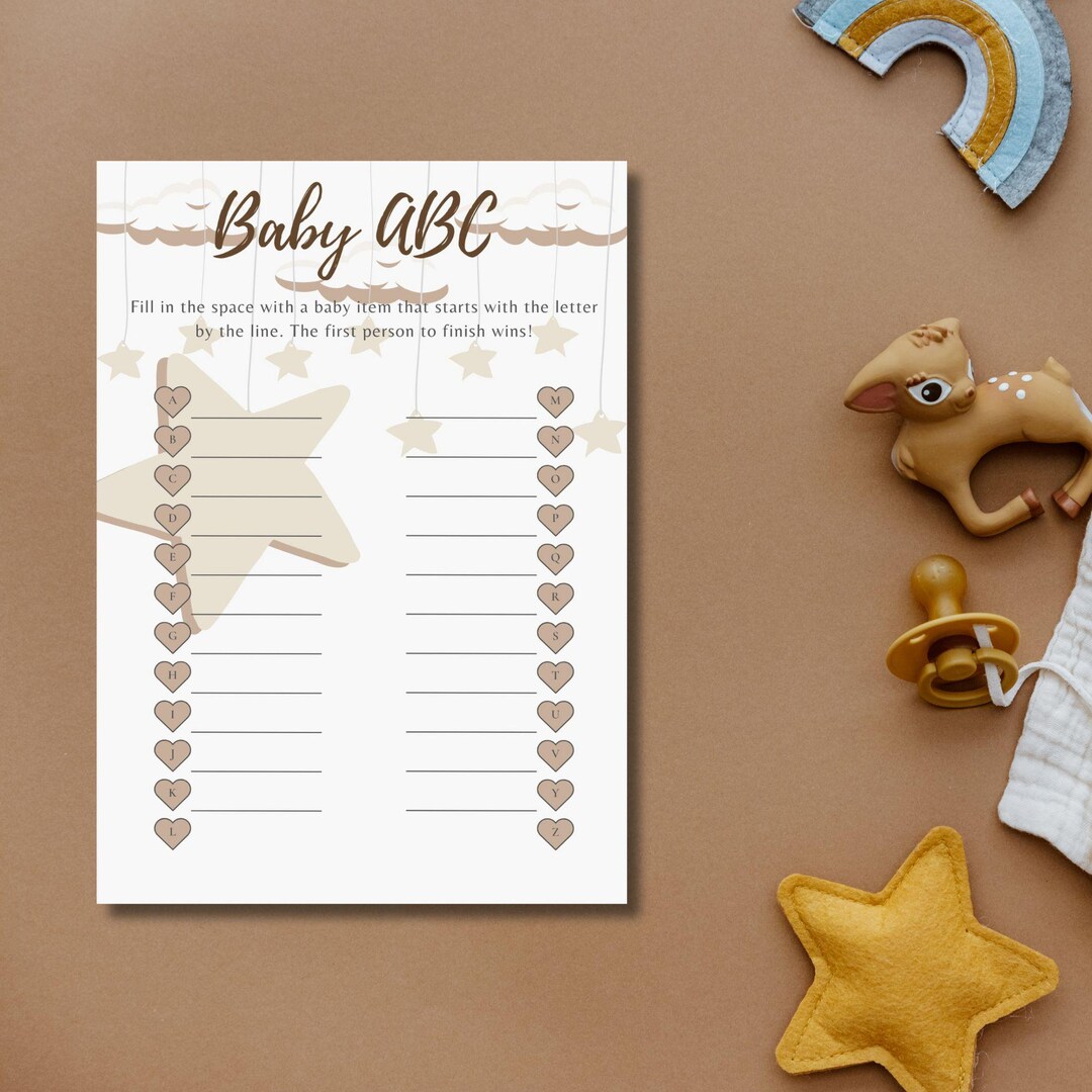 Baby Shower Games, Baby ABC, Baby Shower Game Template, Baby Shower ABC ...