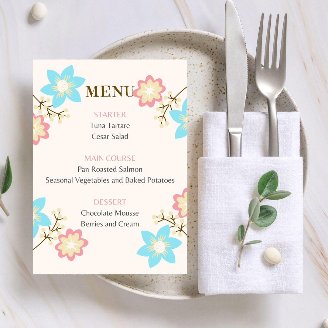 Menu, Gender Reveal, Gender Reveal Menu Template, Editable Menu, Custom ...