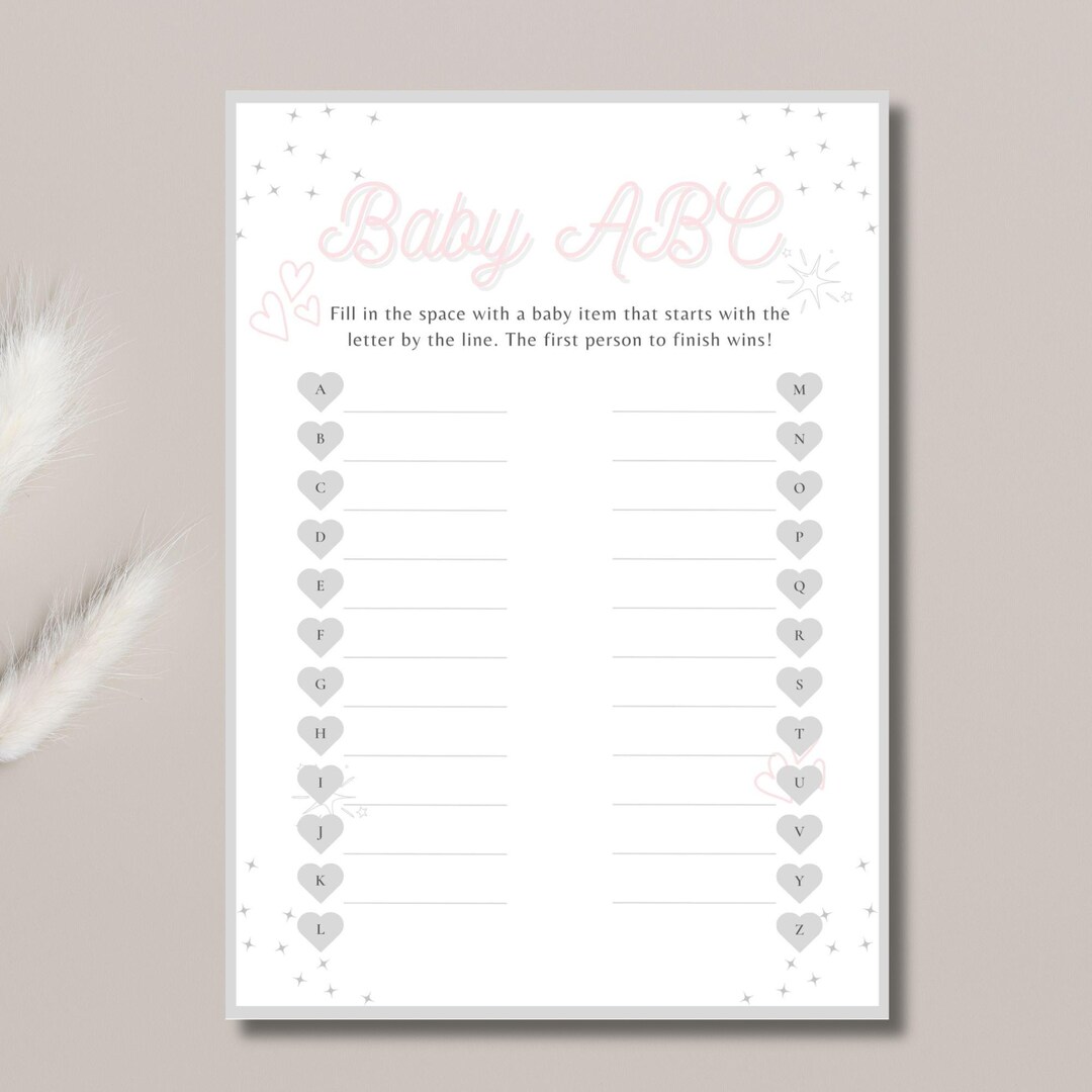 Baby Shower Games, Baby ABC, Baby Shower Game Template, Baby Shower ABC ...