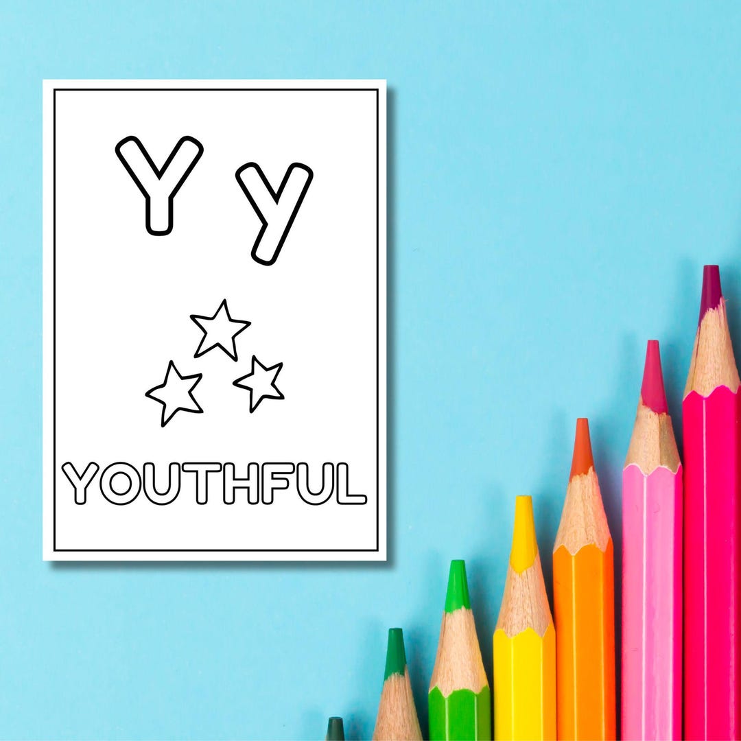 Alphabet Colouring Page, Letter y ABC Affirmations Coloring, Individual ...