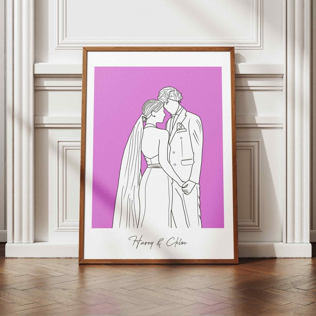 Custom Faceless Line Art Portrait, Personalized Drawing From Photo ...