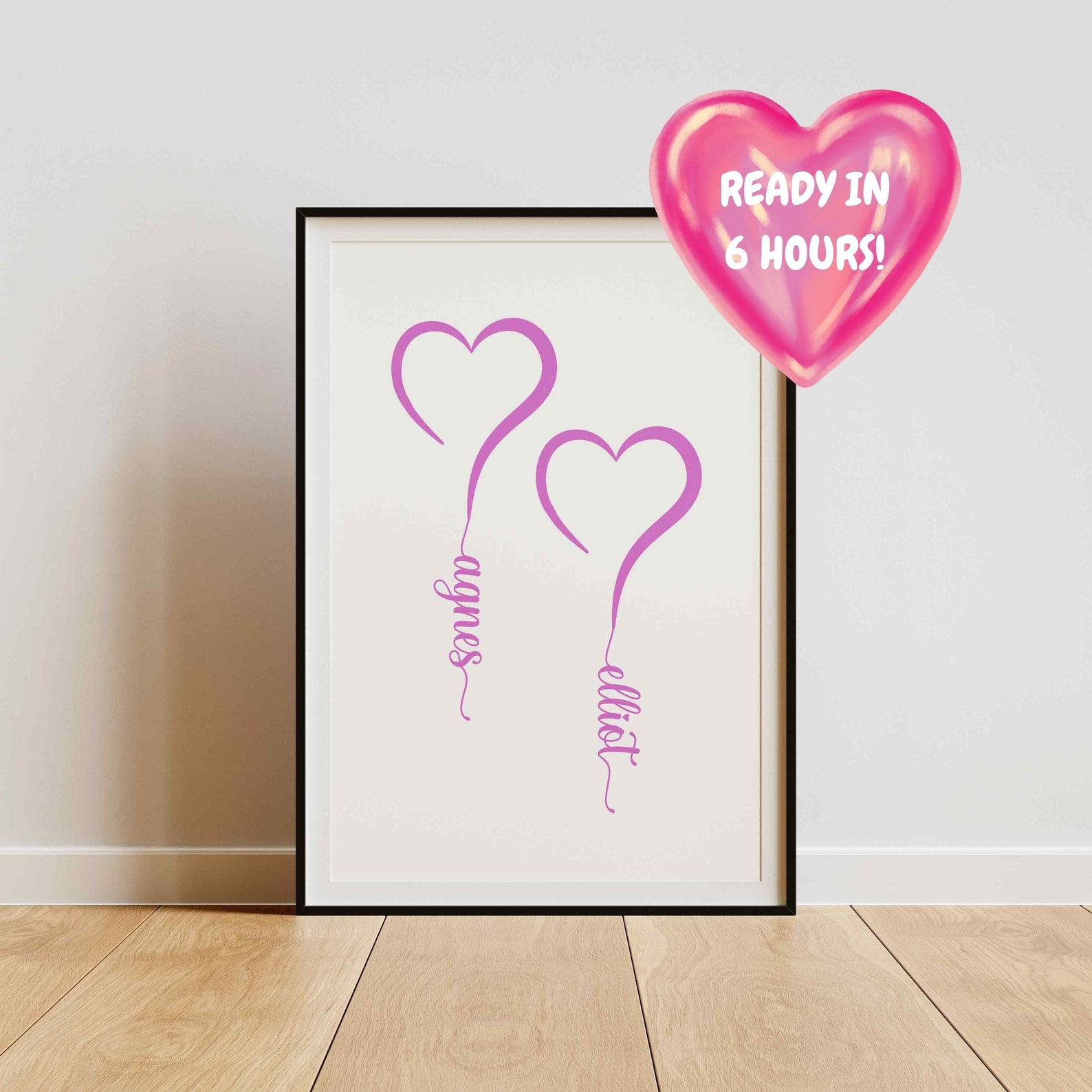 Custom Heart Names, Custom Couple Names Printable, Anniversary Gifts ...
