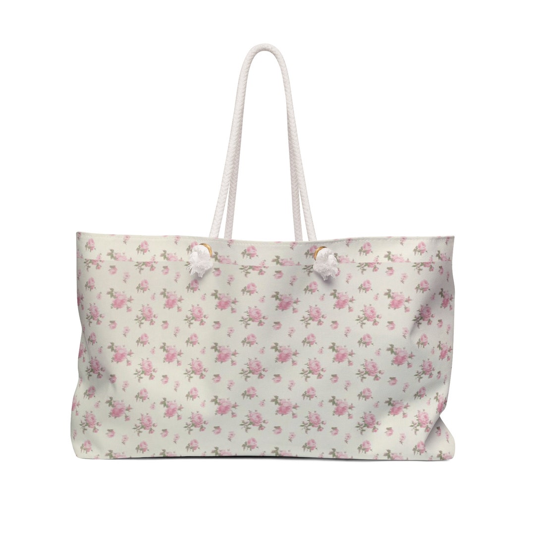 Flower Coquette Weekend Bag, Floral Tote Bag, Large Overnight Bag ...