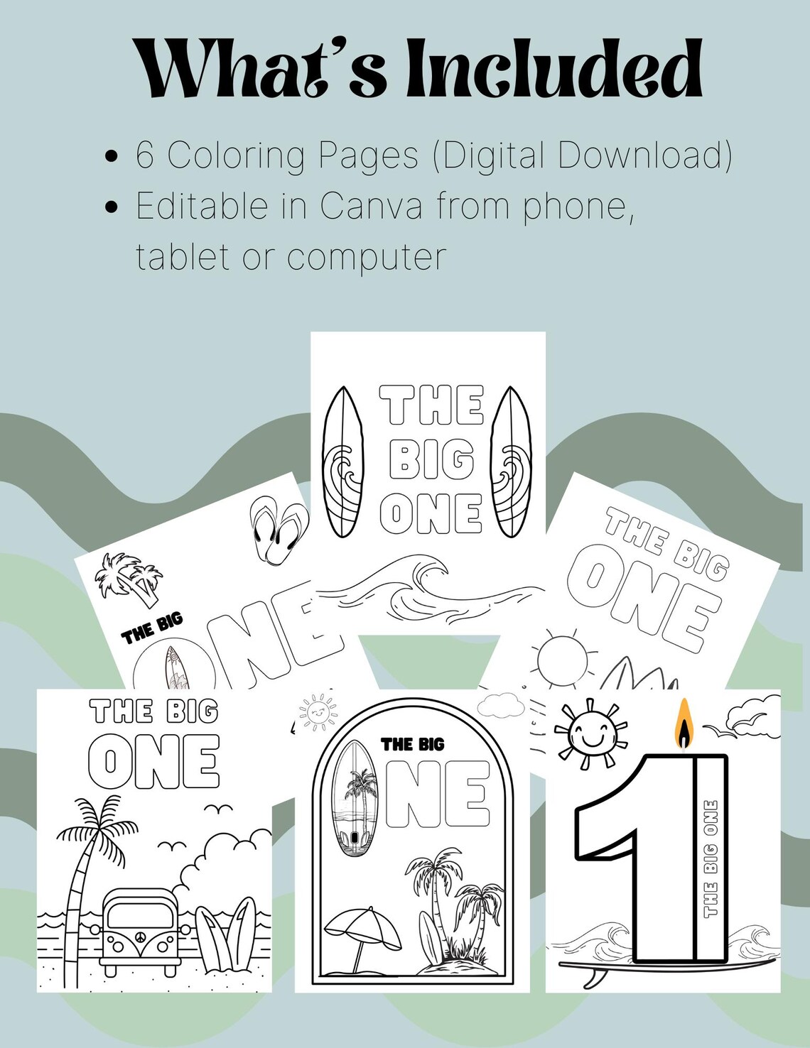 The Big One Editable Coloring Pages (digital Download) - Etsy