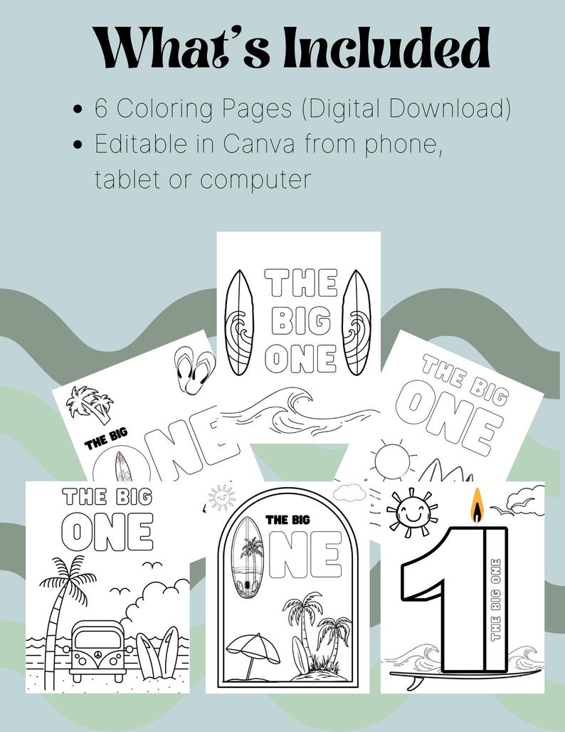 The Big One Editable Coloring Pages (digital Download) - Etsy