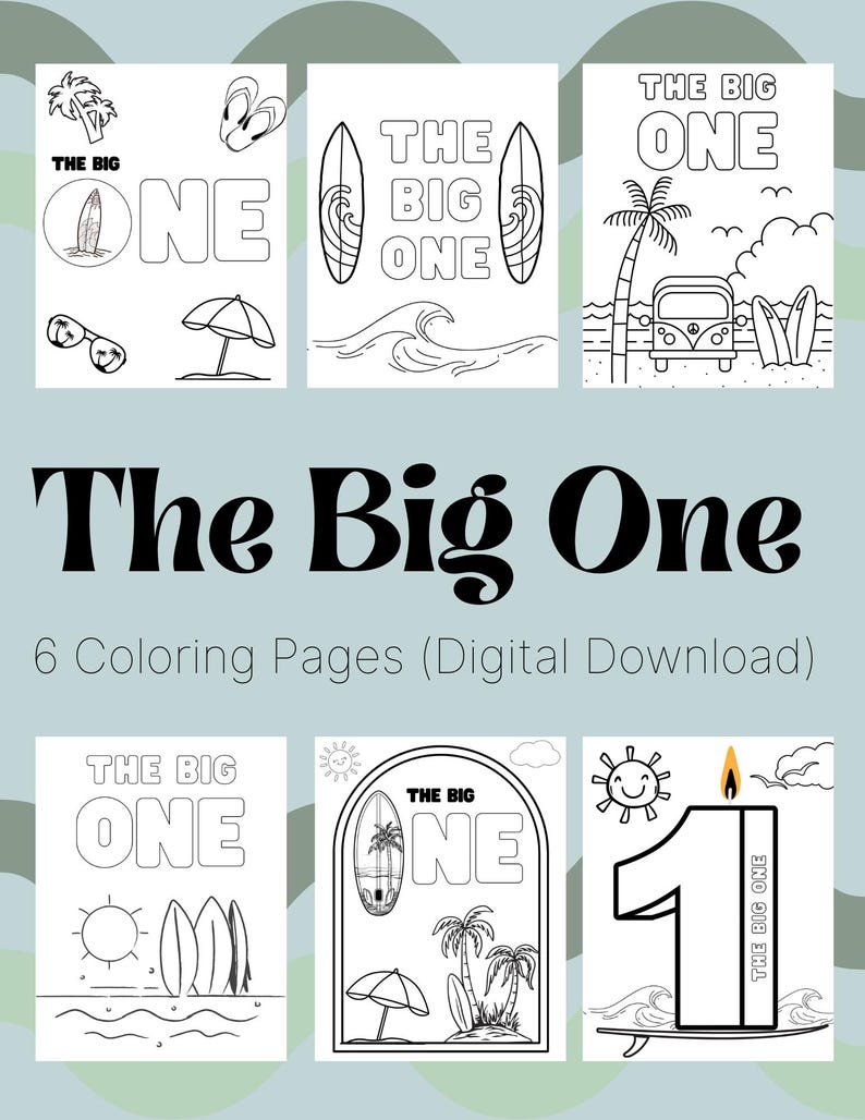 The Big One Editable Coloring Pages (digital Download) - Etsy
