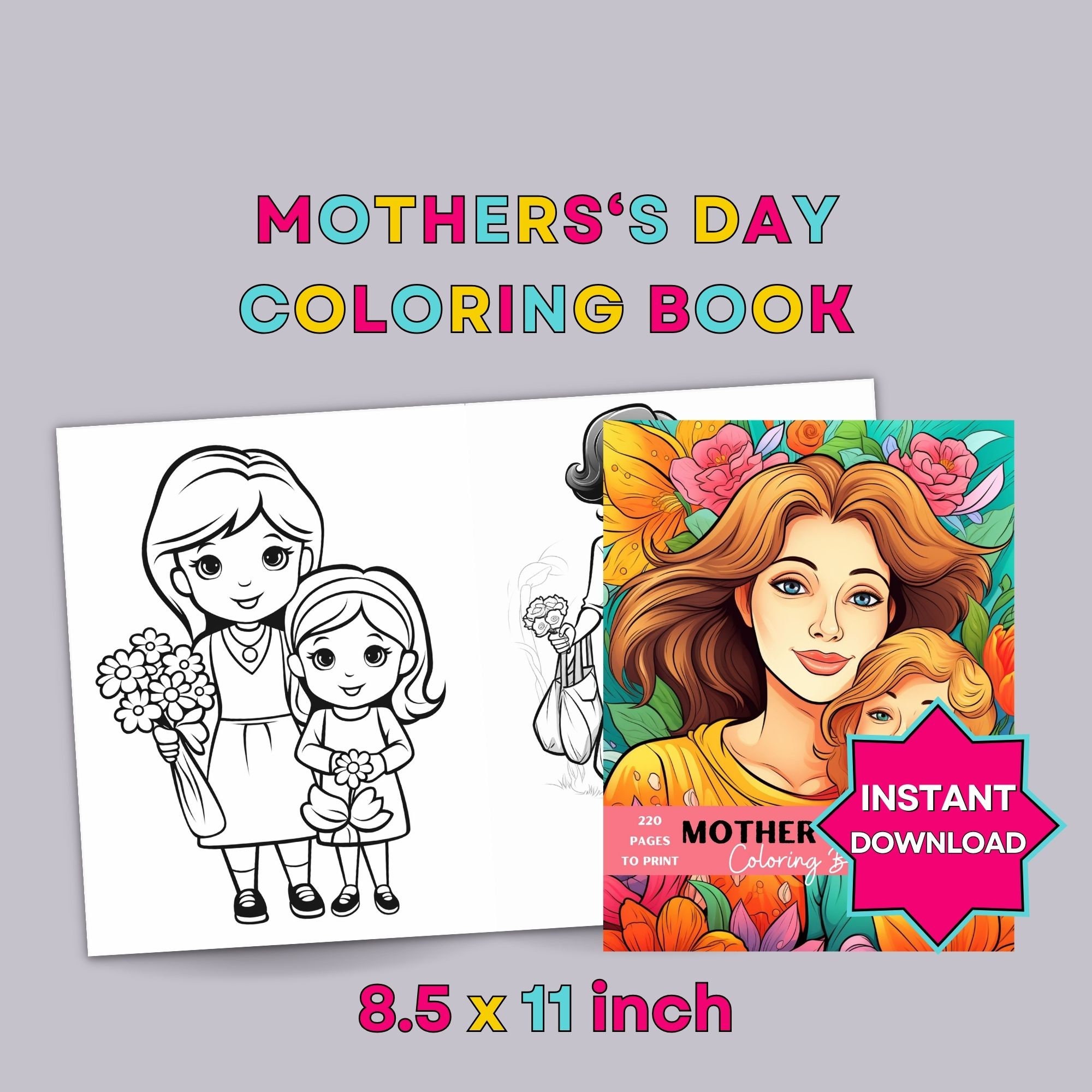 Mother's Day Coloring Pages Mother's Day Coloring Book for Kids Mother ...