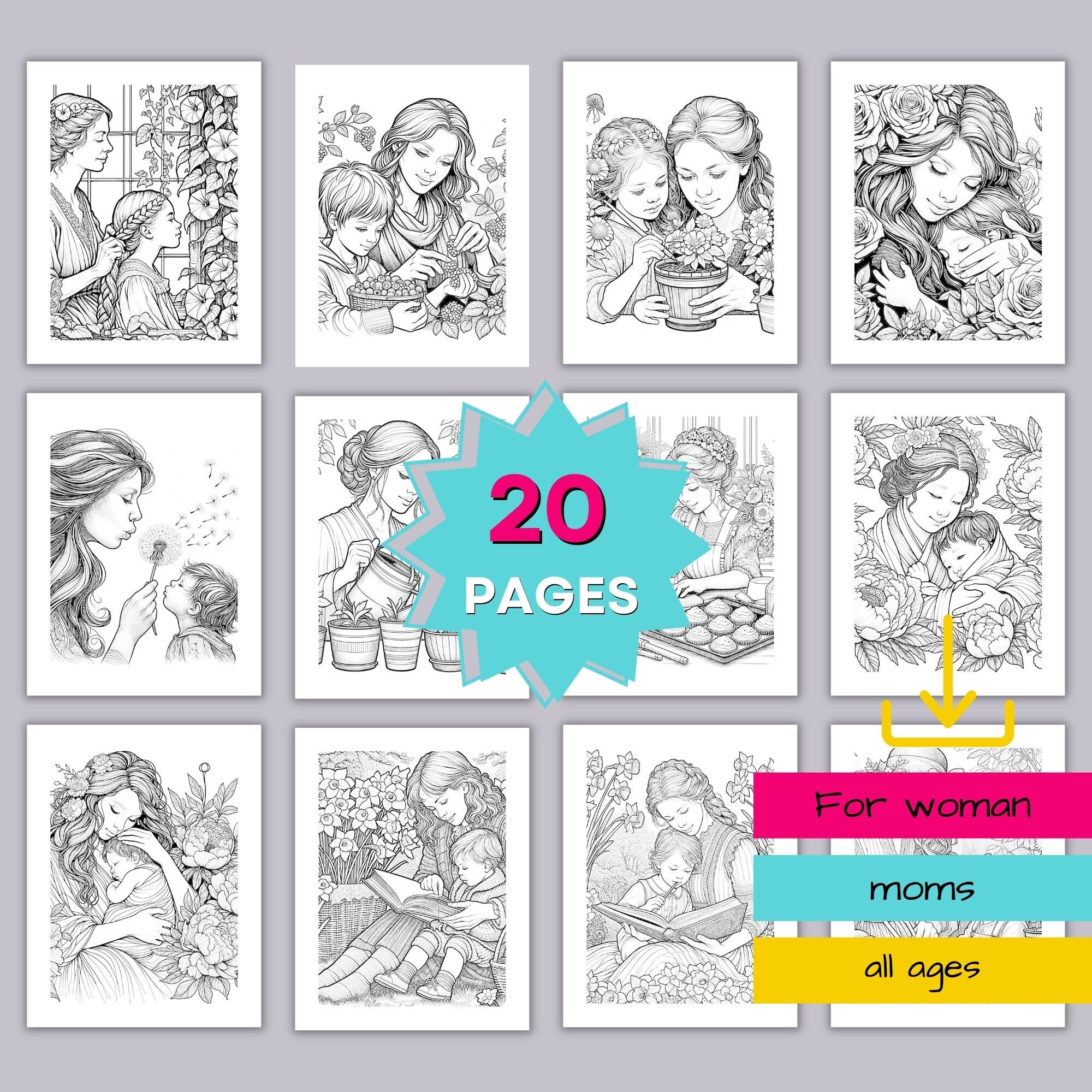 Mother's Day Coloring Pages Mother's Day Coloring Book for Kids Mother ...