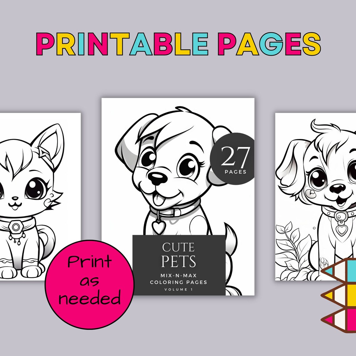 Cute Pets Coloring Pages Cute Pets Coloring Book Animal Coloring Page ...